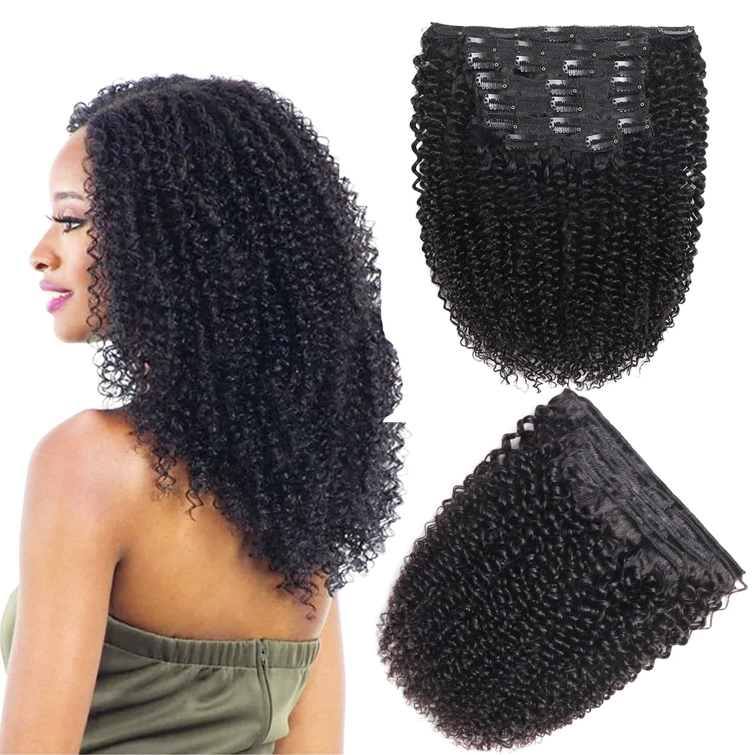 Kinky Curly Clip In Hair Extensions 3b 3c Curly Hair Clip In Extensions 4c Clip In Hair Extensions For Black Women Afro Kinky Curly Clip In Hair Extensions Real Human Hair Remy Hair Natural Black120G
