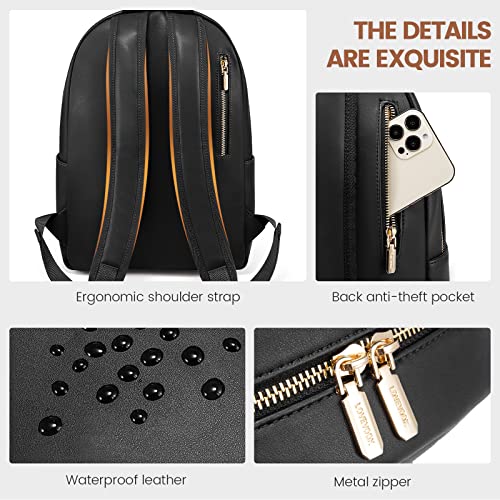 LOVEVOOK Leather Backpack Purse for Women, Casual Backpack, Cute PU Satchel Backpack, Water Resistant Travel Backpack, Fashion Purse