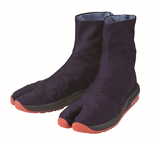 Japanese Cushioned Tabi Shoes Air Jog V 6 Clasps Toe Boots Short Version (12.5 Wide Women/11 Medium Men, Navy)