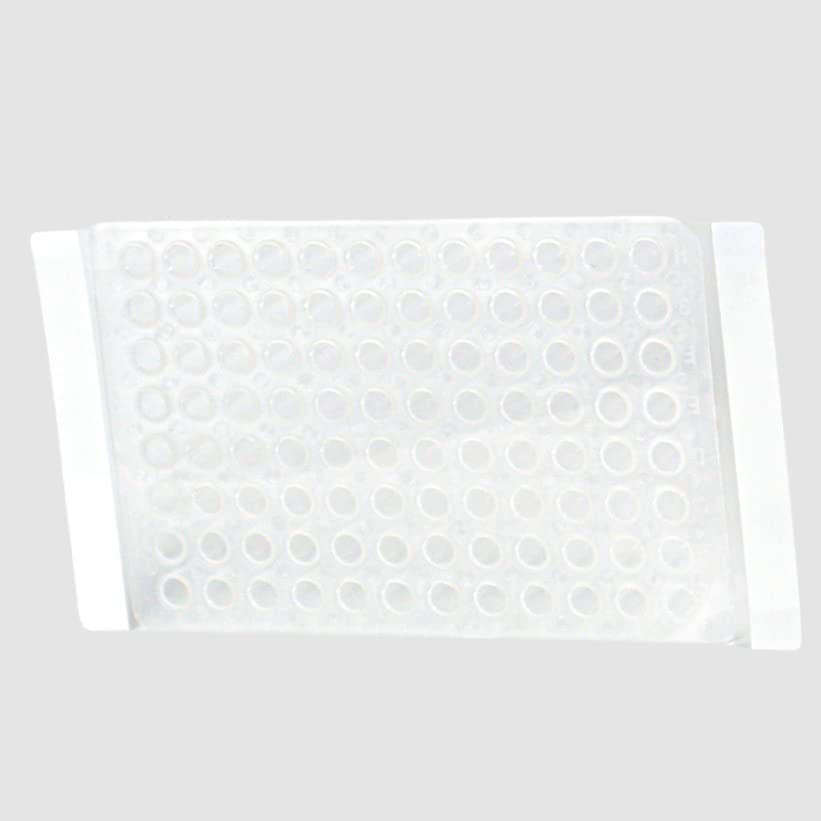 PCR Plate Sealing Film, Pressure-Sensitive Adhesive, Optically Clear Plate Sealing Film, for PCR, qPCR, and Elisa Applications. Materials: Polypropylene. 100 Sheets per Pack. Microplate Sealing Tape.
