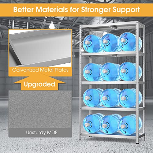 Tangkula Garage Storage Shelves for Free Combination, 5-Tier Heavy Duty Metal Shelving Unit, Multipurpose Organizing Rack for Basement Warehouse Garage, Simple Assembly, 39 x 16 x 74 Inch (1, Silver)