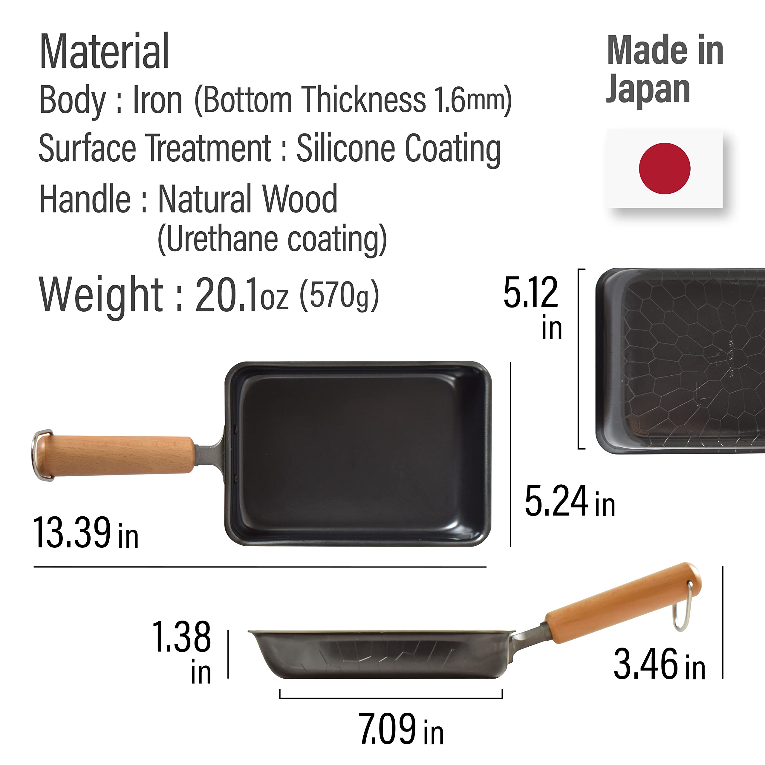Japanese Iron Tamagoyaki Omelette Pan, Egg Pan Skillet, Light and easy to use, Made in Japan【YAMASAN】