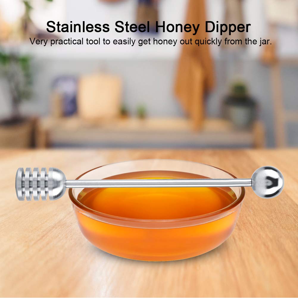 Honey and Syrup Dipper Stick, Server Honey Spoon 304 Stainless Steel Wand for Honey Pot Jar Containers 6.3 Inch