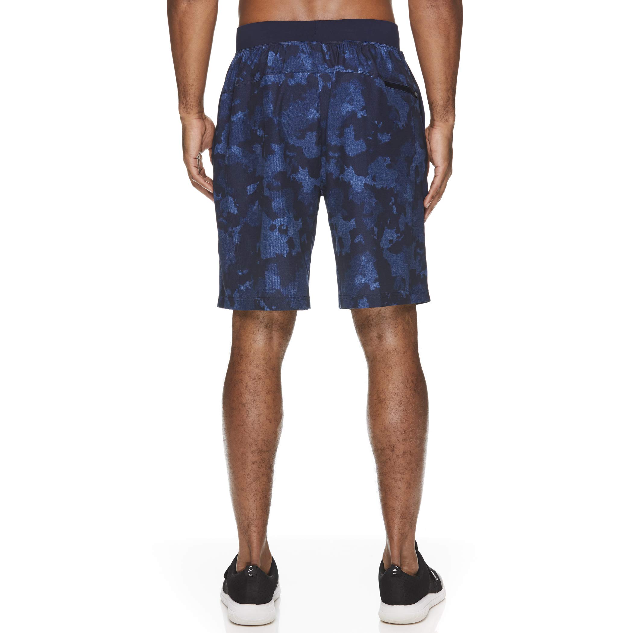 Gaiam Men's Yoga Shorts - Performance Heather Gym & Workout Short w/Pockets - Strength Camo Navy, Large