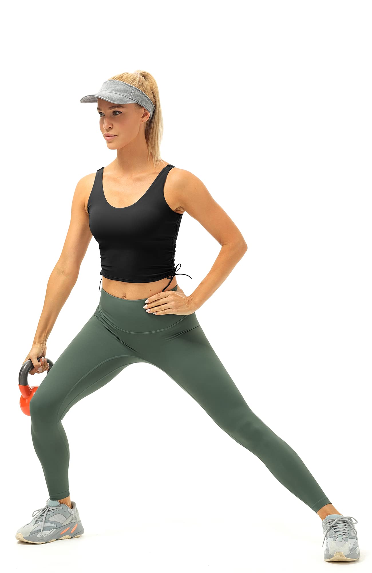 icyzone Padded Workout Tank Tops for Women, U Back Athletic Yoga Running Crop Tops with Built in Bra (Black, S)