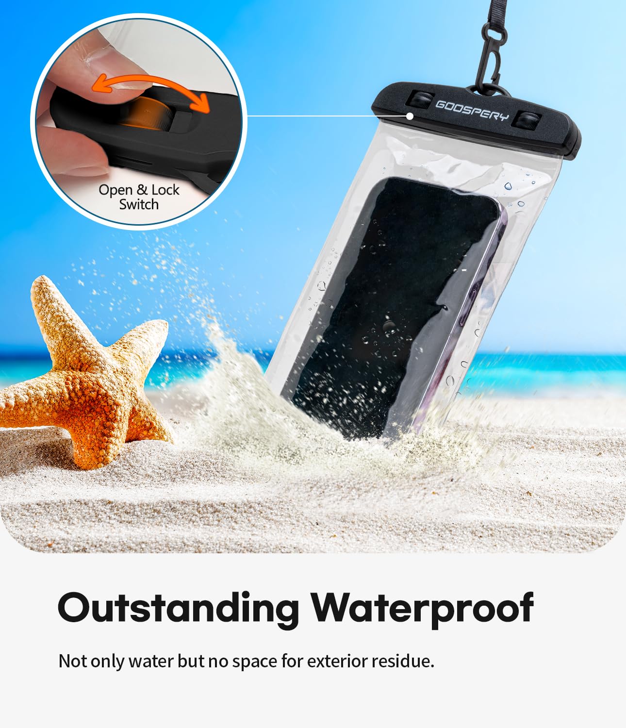 GOOSPERY [2-Pack] Universal Waterproof Phone Pouch, Underwater Cellphone Dry Case Beach Bag Compatible with iPhone 14 13 12 11 Pro Max Mini Xs XR, Galaxy S23 S22 S21 S20 Ultra Note20 up to 6.8"
