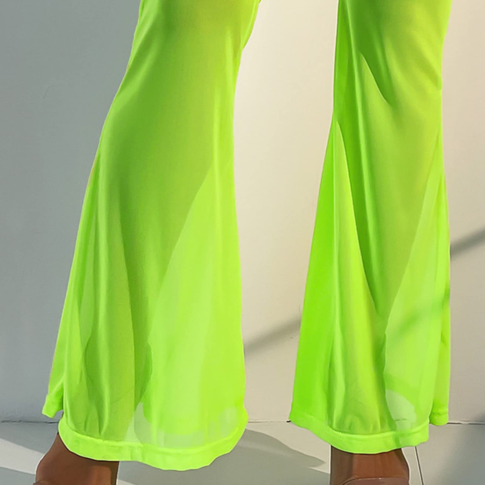 Mackneog Elastic Dress Soft Yoga Pants Bootcut Flare Yoga Pants Women Bootcut Strap Holiday See Through Neon Cutout Clear