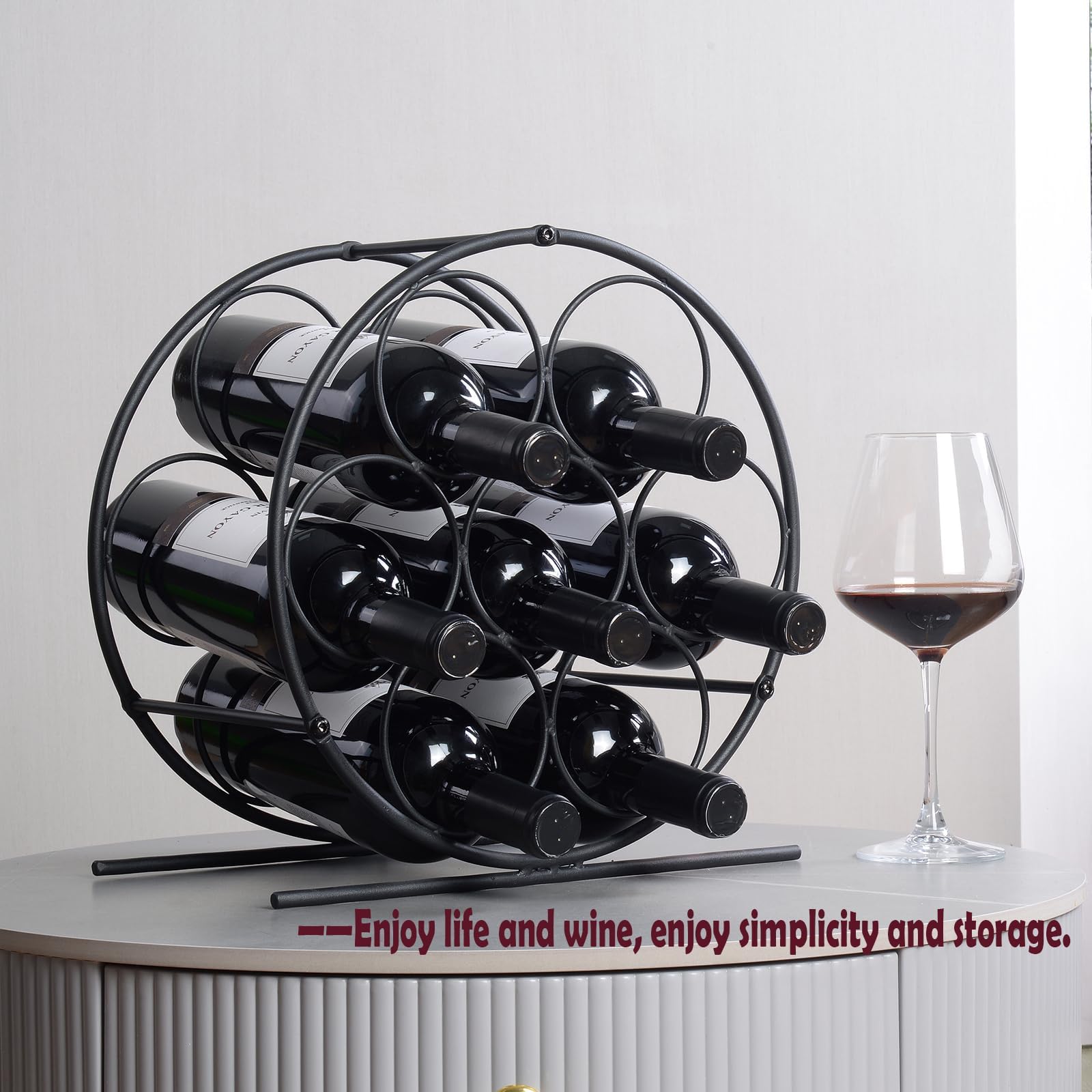 GOSSI 3- Tier Home Wine Bar Restaurant Hotel for Wine Lovers Wine Rack Standing Floor Cabinets Wine Bottle Holders Stands - Black 7 Bottle Metal Stand Christmas Decorations(23035)
