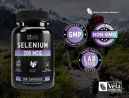Selenium Capsule Supplement | 200mcg | Support Healthy Antioxidant, Immune, Reproductive,and Thyroid Health* | Non-GMO, 3rd Party Tested | 200 Capsules