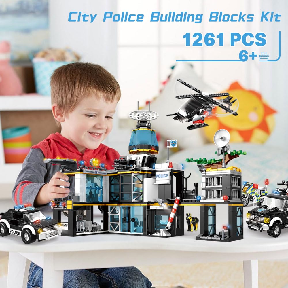 Loz Silan City Police Station Building Kit Island Prison Architecture Building Blocks
