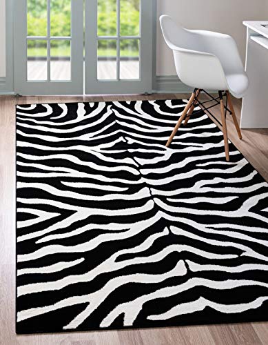 Unique Loom Wildlife Collection Area Rug - Okapi (9' x 12' Rectangle Black/Cream)
