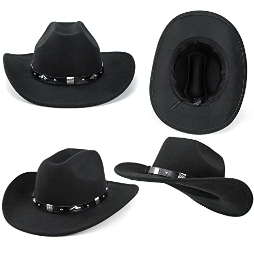 INOGIH Women Men Western Cowboy Cowgirl Hat Fedora with Pull-on Closure Outdoor Wide Brim Fedora Hat