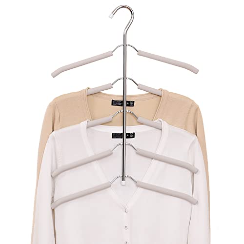 Multi-Layer Clothes Hangers Blouse Tree Hangers 3 Pack 5 in 1 Non Slip Space Saving Stainless Steel Shirt Hangers Closet Organizer(3,Grey)
