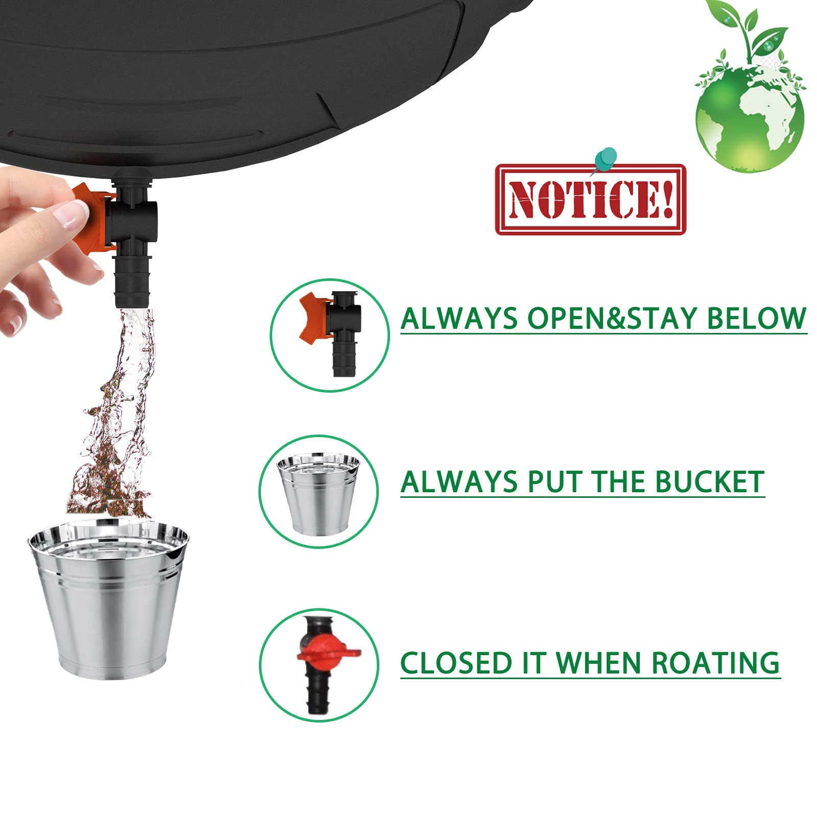 Multifunction Garden Tumbling Composter, Heavy-Duty Fast-Working Compost Bin with Easy-to-use Drain Plugs to Collect Liquid,Black