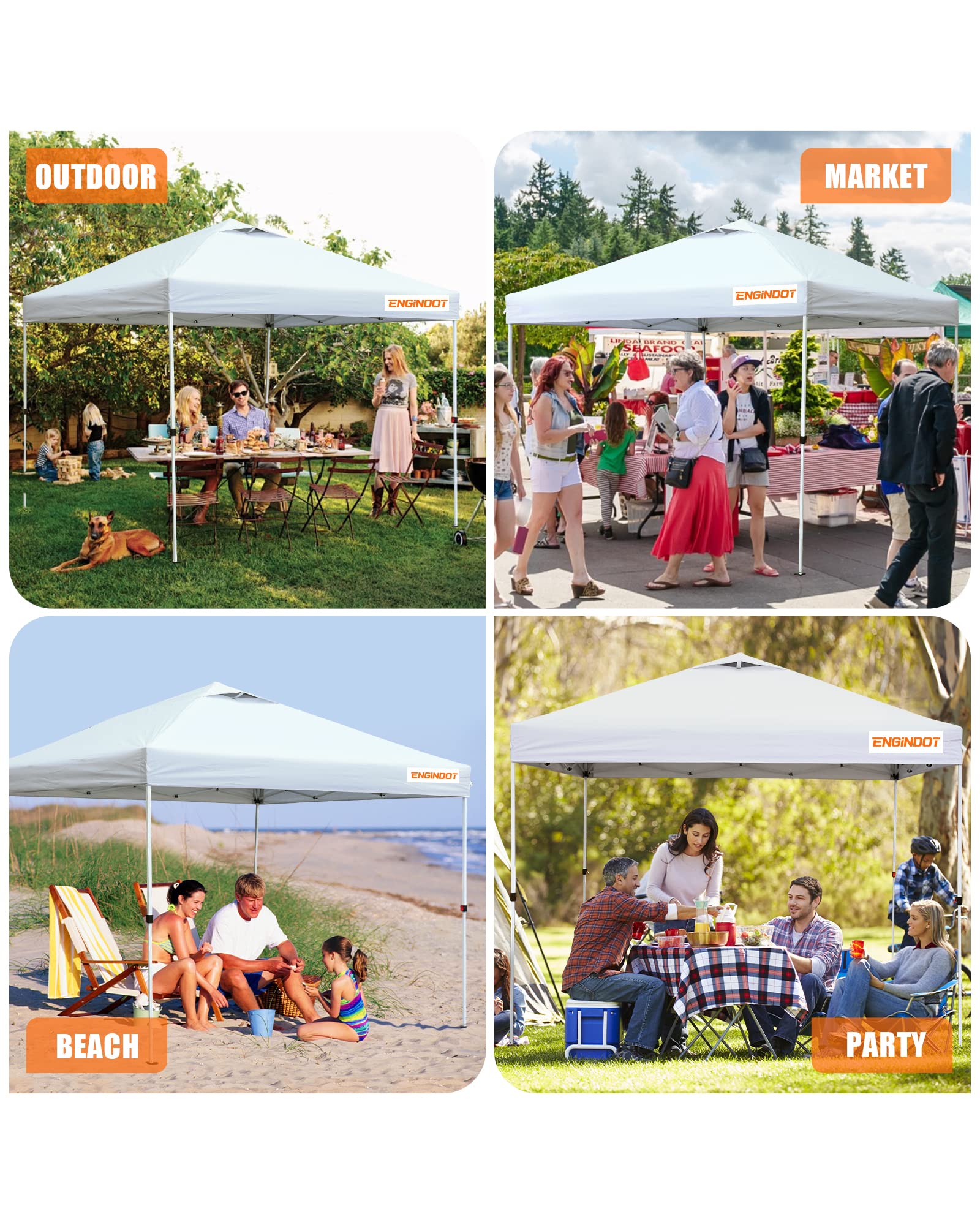 ENGiNDOT 10x10 Pop up Canopy Tent, Easy up Instant Canopy with Sidewall, Water Resistance Outdoor Canopy for Party/Exhibition/Picnic