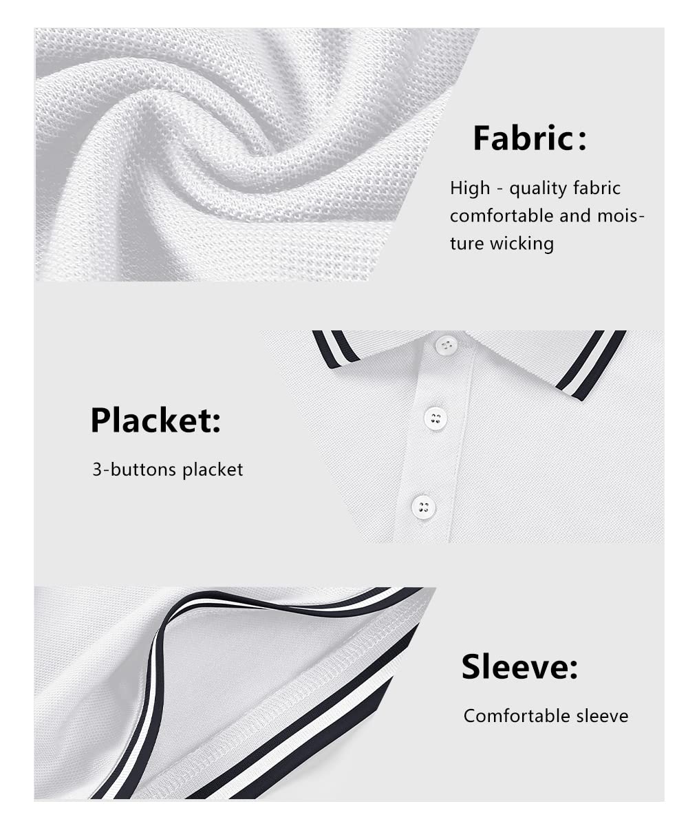 GEEK LIGHTING Polo Shirts for Men Short Sleeve Summer Causal Collared Golf Tennis T-Shirt,White Black M