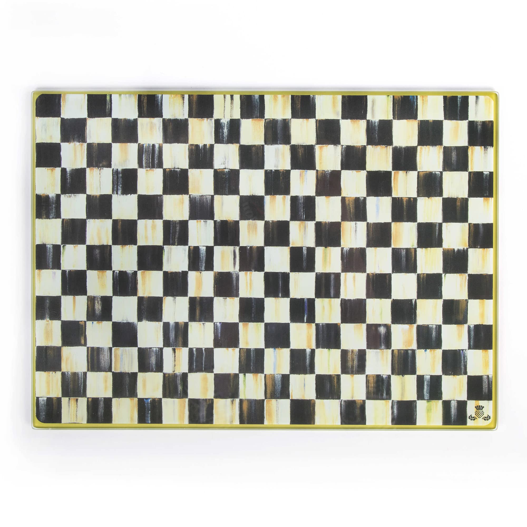 MacKenzie-Childs Courtly Check Large Cutting Board, Tempered-Glass Cutting Board for Kitchen Use