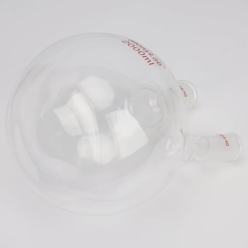 stonylab Flat Bottom Flask FBF, Heavy Wall 2-Neck Lab Flask Borosilicate Glass Flat Bottom Boiling Flask with 24/40 Standard Joint, 2000 ml (2 L)