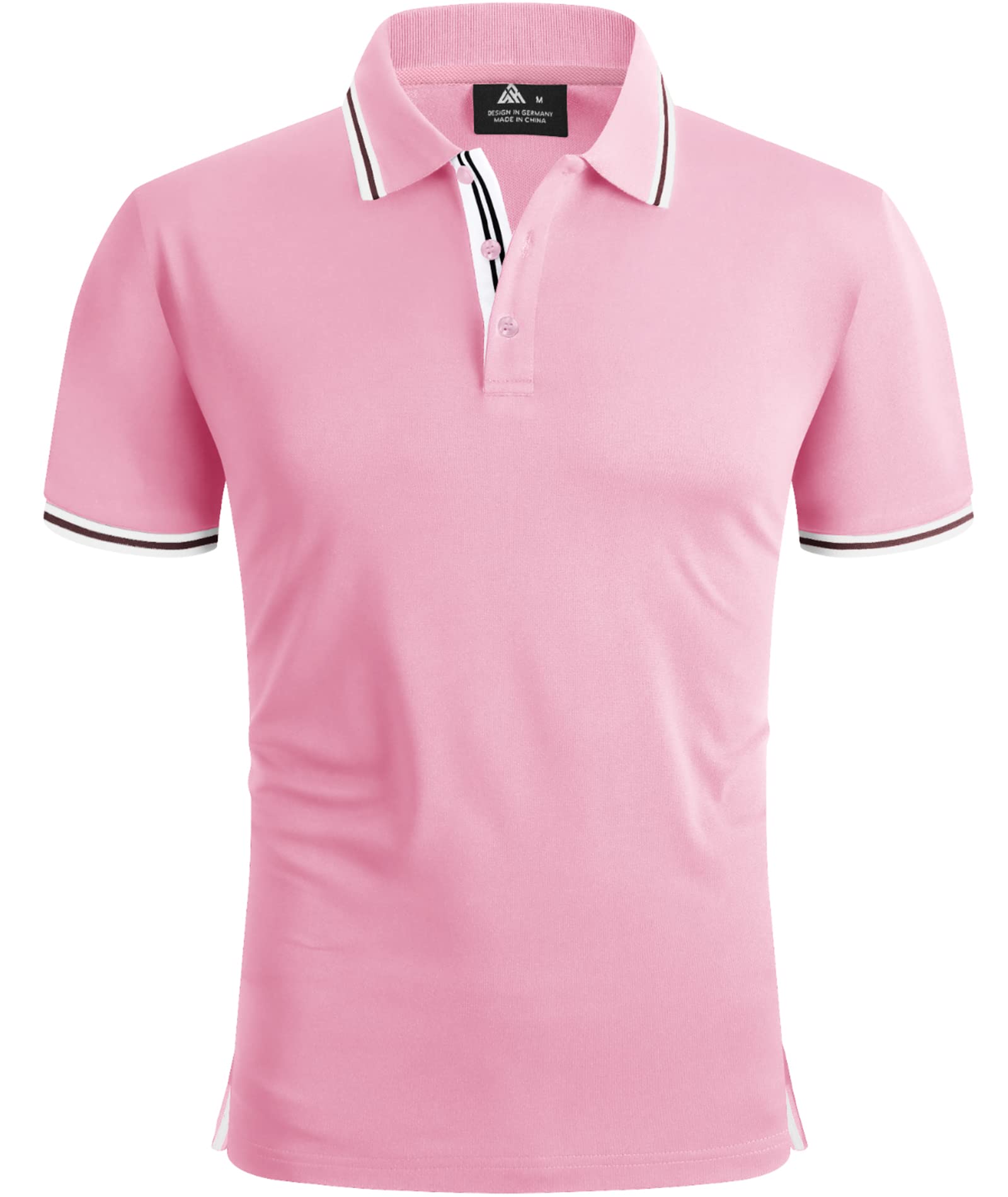 GEEK LIGHTING Polo Shirts for Men Short Sleeve Summer Causal Collared Golf Tennis T-Shirt,Pink M
