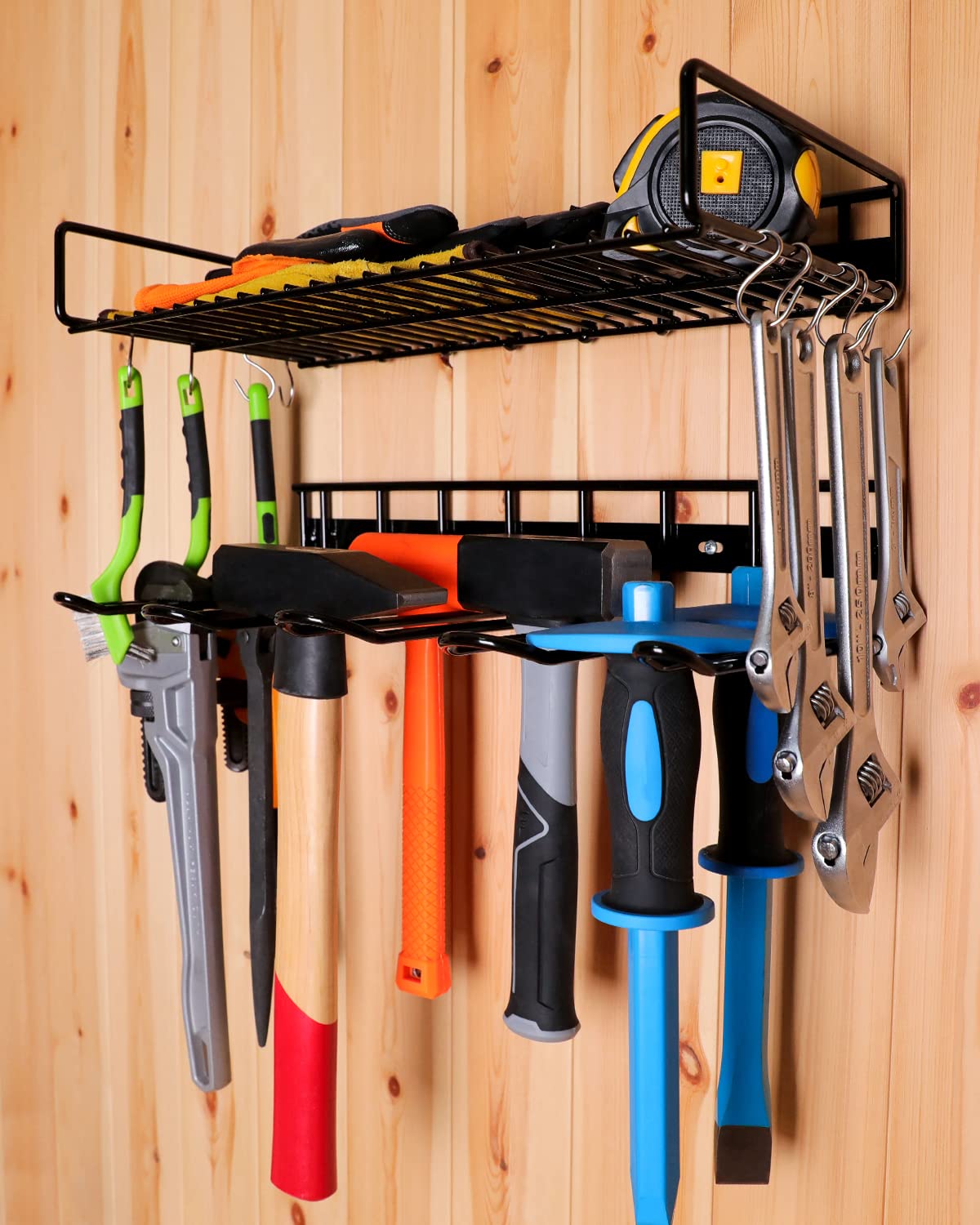 UNITEDPOWER Wall Mounted Power Tool Organizer Holder, Heavy Duty Utility Storage Rack for Battery Powered Hand Tools, Cordless Drill Rack and Tool Shelf Compact Design, Drill Rack With Tool Shelf