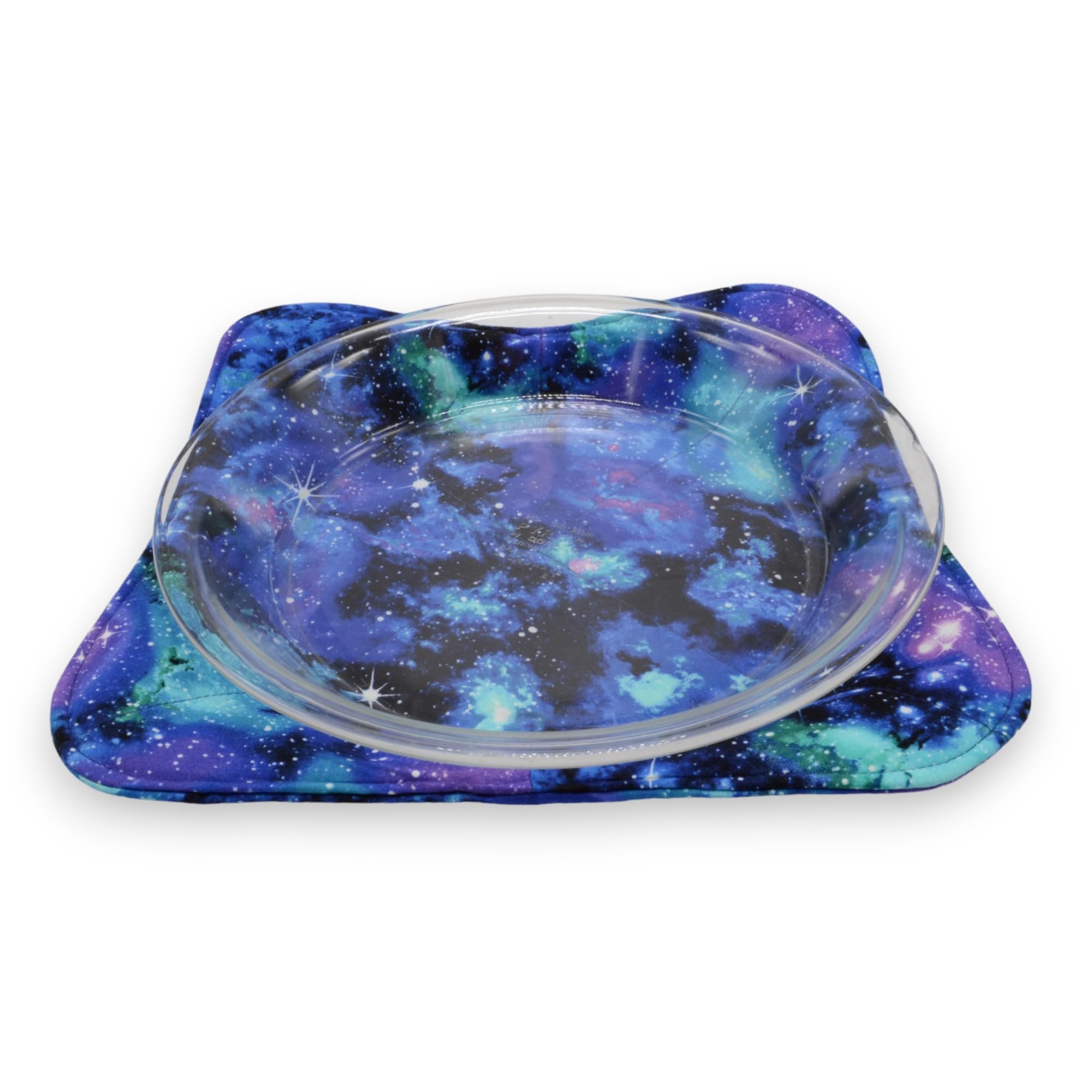 Galaxy Microwave Plate Holder - Blue, Purple and Aqua Night Sky Cotton Fabric Cozy