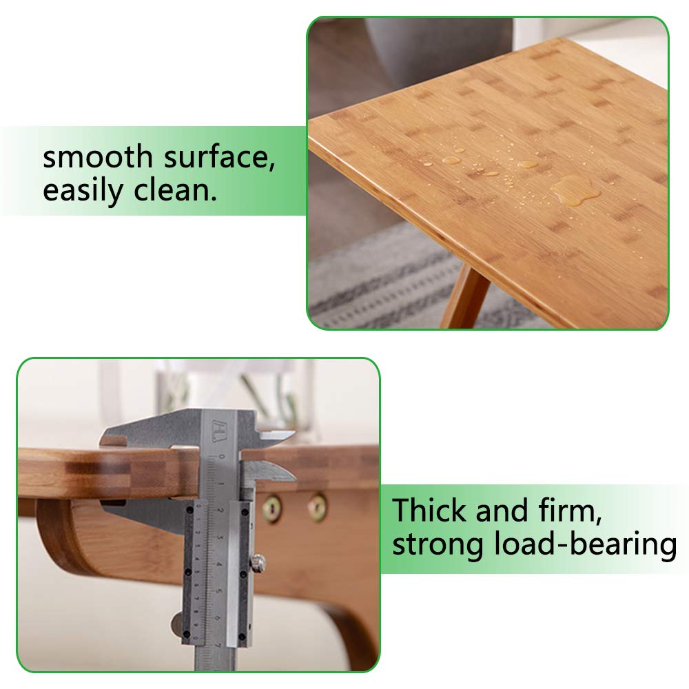 Goujxcy Bamboo Snack Table,Sofa Couch Coffee End Table Bed Side Table Laptop Desk Modern Furniture for Home Office,Natural Wood