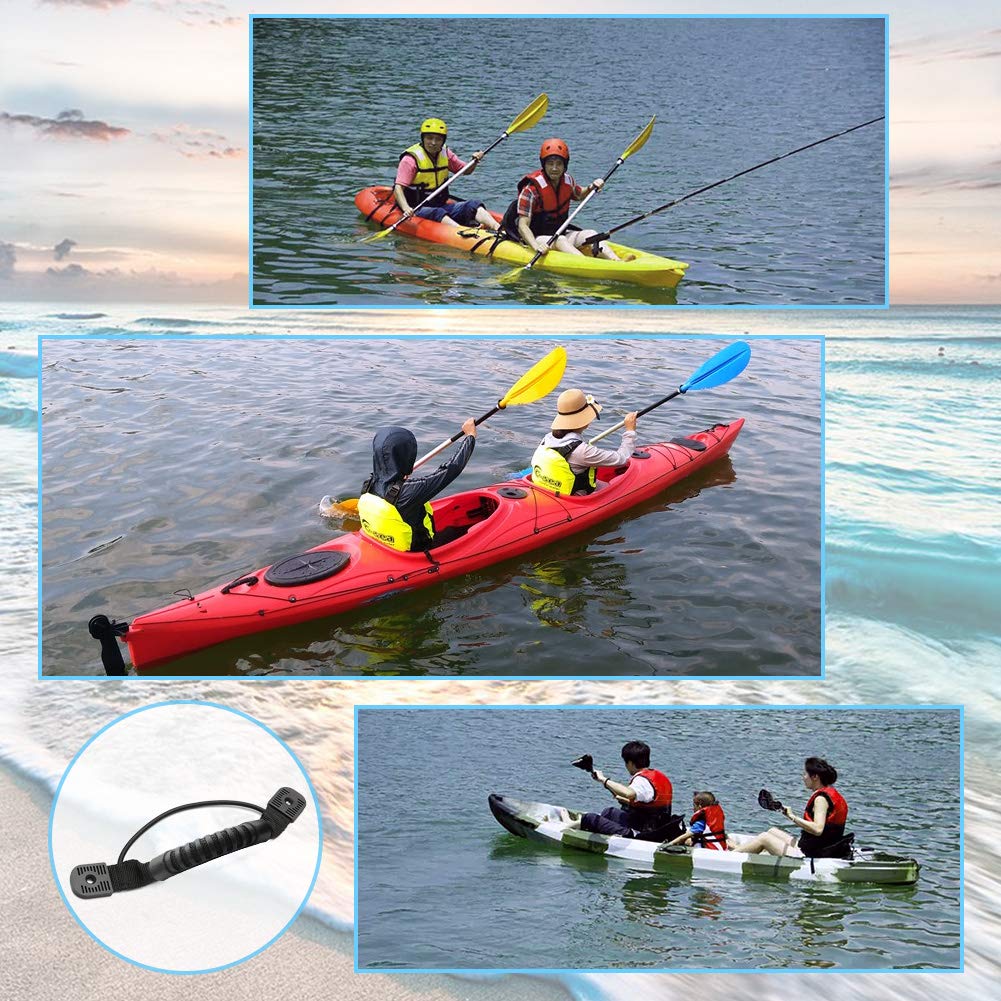 GEUNTECH 2Pcs Kayak Carry Handles with Hardware Kits for Kayak Canoe Boat Side Mount Carry Handles with Black Bungee (Contour Grip Handles)