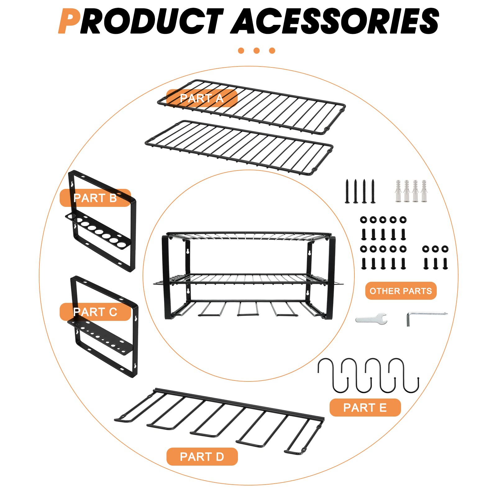 KWESOR Power Tool Organizer Wall Mount, 3 Layers Utility Power Tool Storage Rack, Heavy Duty Metal Tool Drill Holder for Garage, Home, Workshop, Shed, Black