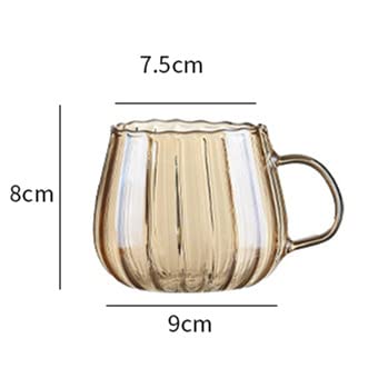 RYUHYF Mug Cup, Glass Cup,Coffee Cup,Tea Cup,Juice Cup, Petal Cup,350ml,Set of 1(Amber)