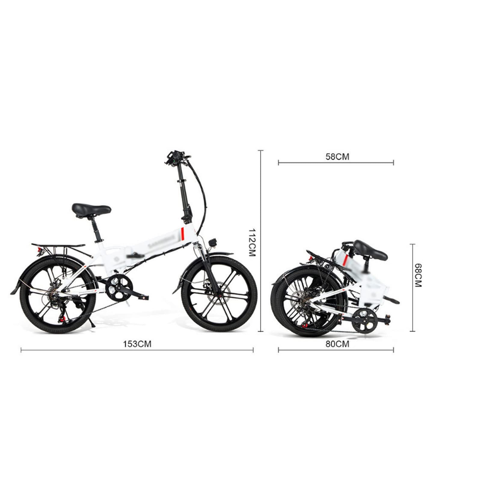 IEASEddzxc Electric Bikes 20 Inch Folding Electric Bicycle Lithium Battery Brake Variable Speed Folding Electric Bicycle (Color : Black)
