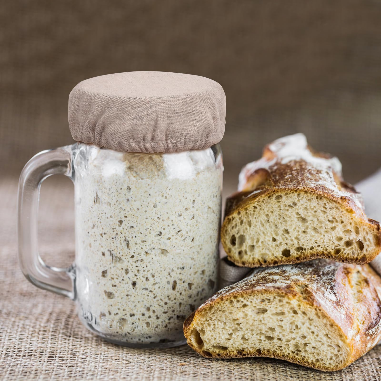Reusable Fabric Bread Fermentation Cover, Heat Preservation to Increase Fermentation Cover for Bread Rising Sourdough Bread Proofing Cover Sewn Cloth Cover for Sourdough Starter(5 Pack)