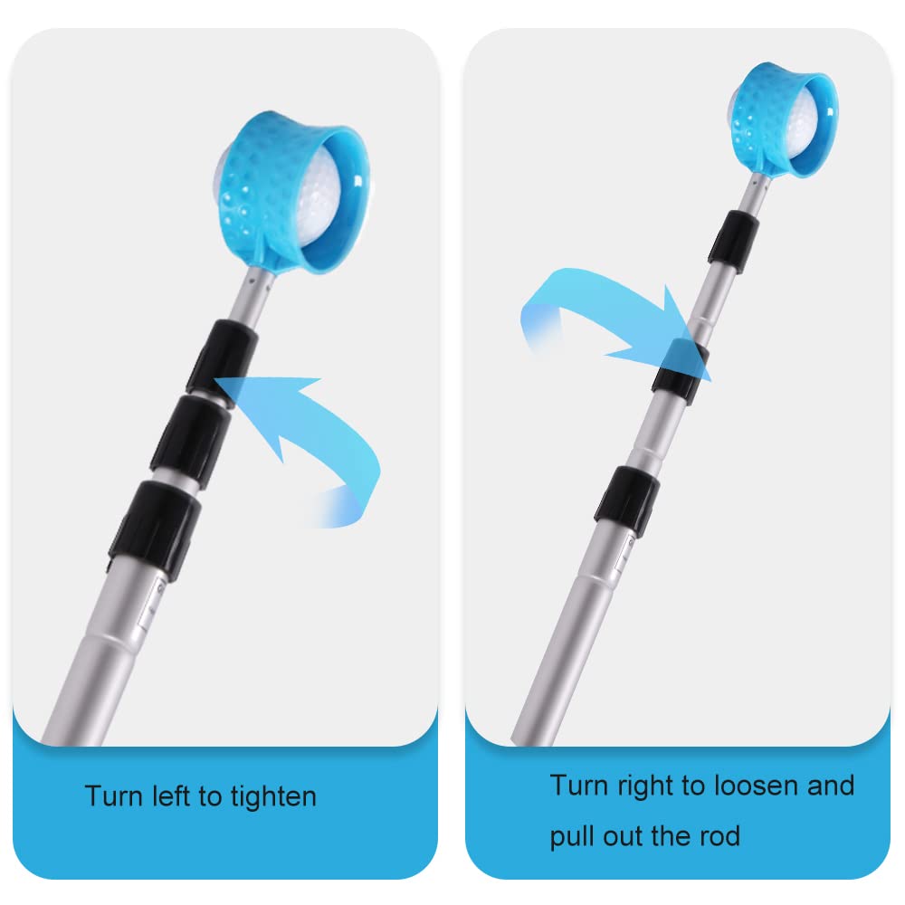 HOW TRUE Golf Ball Retriever, 12ft 15ft 18ft Aluminum Alloy Golf Ball Retriever Telescopic for Water Golf Ball Picker Grabber Golf Accessories Golf Gift (18ft)