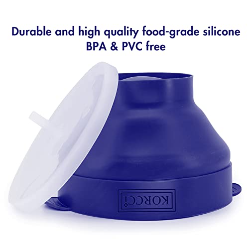 The Original Korcci Microwaveable Silicone Popcorn Popper, BPA Free Microwave Popcorn Popper, Collapsible Microwave Popcorn Maker Bowl, Dishwasher Safe - Blue