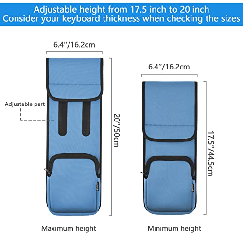 Keyboard Sleeve Travel Storage Pouch for Wireless Large Size Slim Mechanical and Gaming Keyboards Arteck Microsoft Logitech (17.5 Up to 20 Inch) - Adjustable Height Neoprene Keyboard Case (Blue)