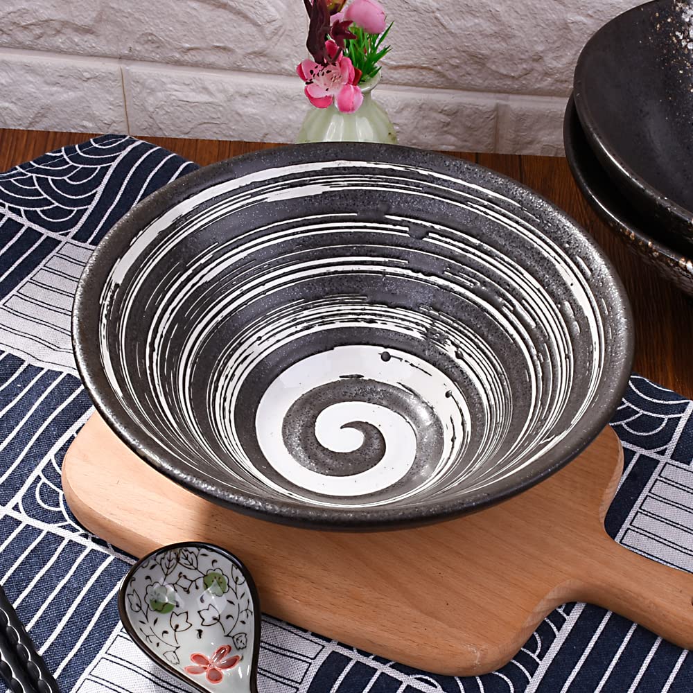 Japanese Ramen Bowls Set, 32 OZ Ceramic Noodle Soup Cereal Bowls (BSB)