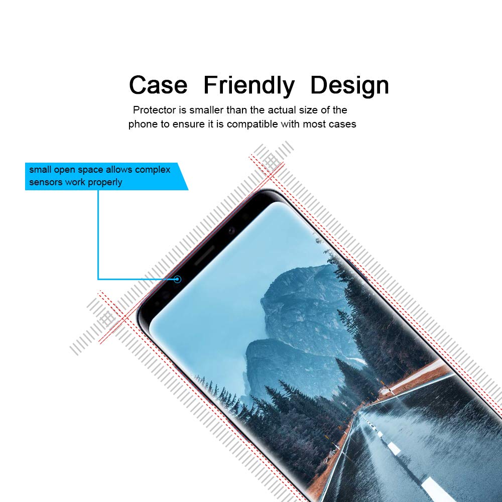 FOVAL (3 Pack) Tempered Glass Screen Protector for Samsung Galaxy S9 Plus 3D Curved Dot Matrix with Alignment Tool (Case Friendly)