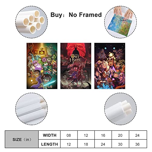The Owl House Set of 3 Anime Poster 90s Canvas Wall Art Room Aesthetic Decor Posters 12x18inch(30x45cm)-3pcs