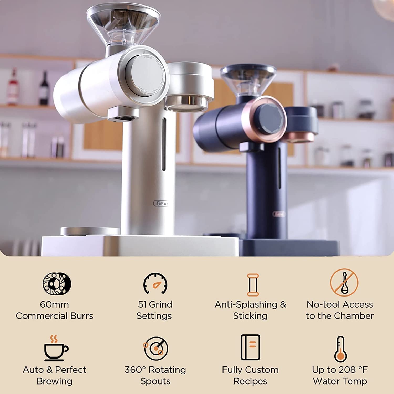 Gevi 4-10 Cups Smart Pour over Coffee Machine with Grinder Built In, Fast Heating Brewer 51 Step Grind Setting, Automatic Barista Mode, Custom Recipes, Descaling Function, Automatic Coffee Machine