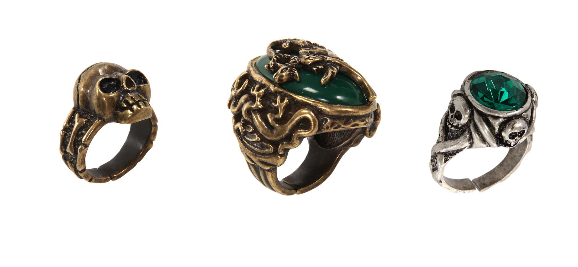 elope Disney Pirates of the Caribbean Jack Sparrow Costume Ring Set for Adults and Teens