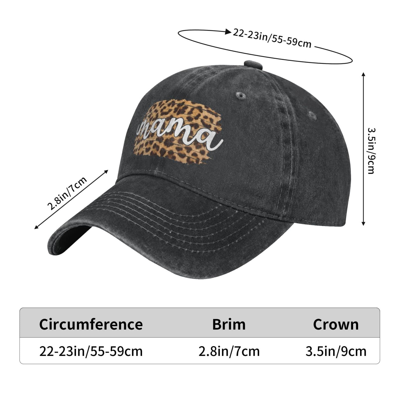 Inked Mama Cheetah Leopard Print Cowboy Hat Adjustable Baseball Cap Trucker Hats Black