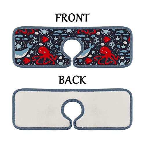 Kitchen Faucet Absorbent Mat 2 Pieces Cute Octopus Fish Crab Faucet Sink Splash Guard Bathroom Counter and RV,Faucet Counter Sink Water Stains Preventer