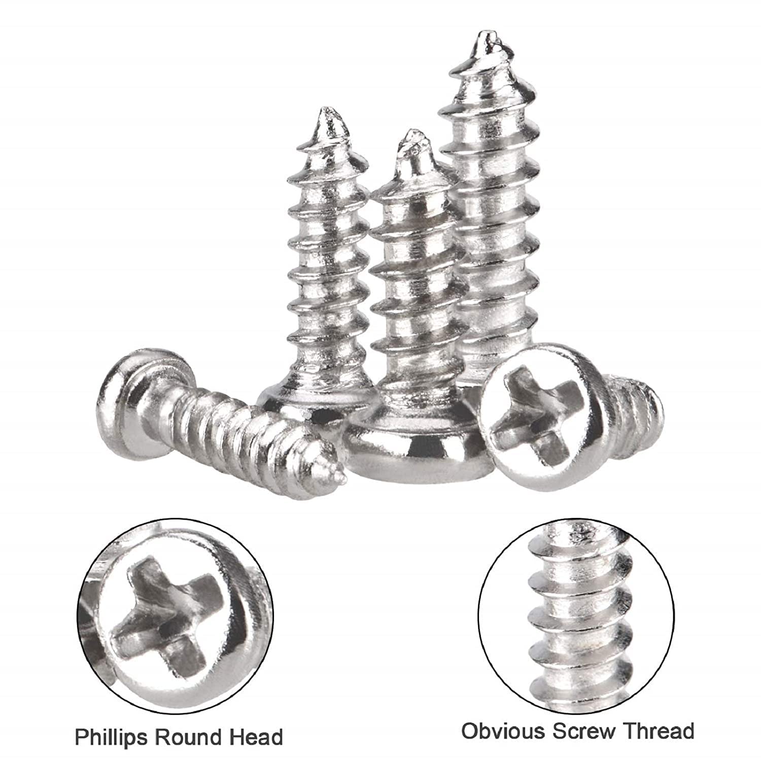 Persberg 1200 pcs 12 Kinds Small Multi-Purpose Mini Screw Assortment kit, M1 M1.2 M1.4 M1.7 Phillips Pan Head Micro Screws Self-Tapping Electronic Glasses Small Metric, Stainless Steel 304 PA (290)
