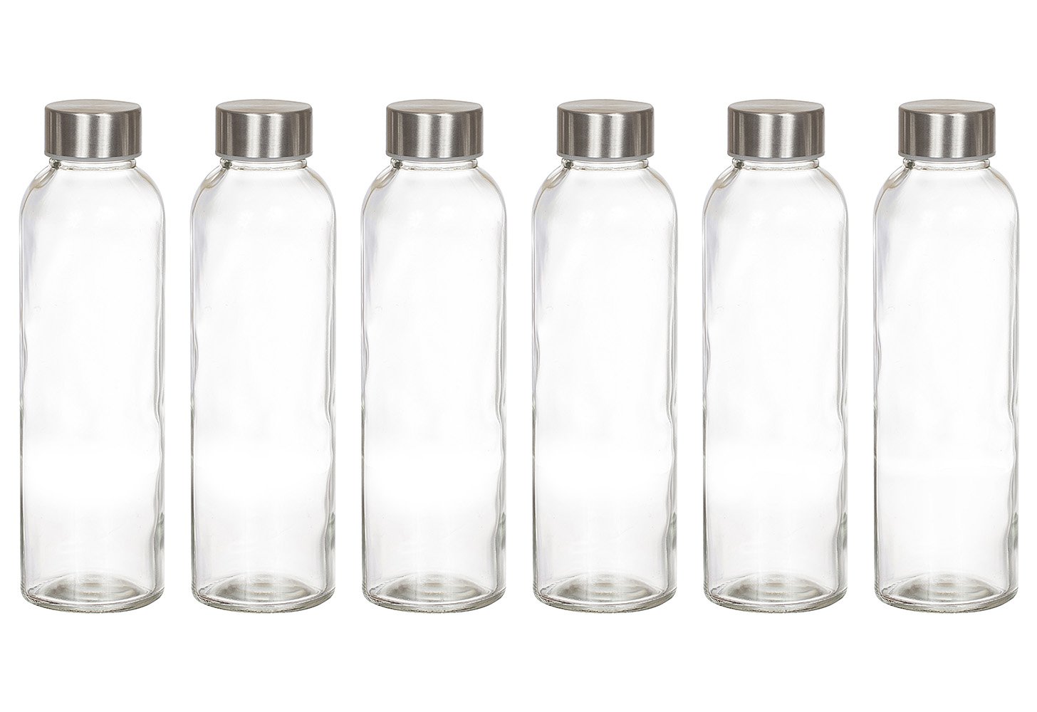 Estilo Glass Water Bottles 18 oz, Stainless Steel Cap - Case of 6