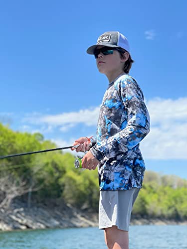 HUK unisex child Pursuit Camo | Kid's Long Sleeve Performance Shirt, Mossy Oak Lightning, X-Small US