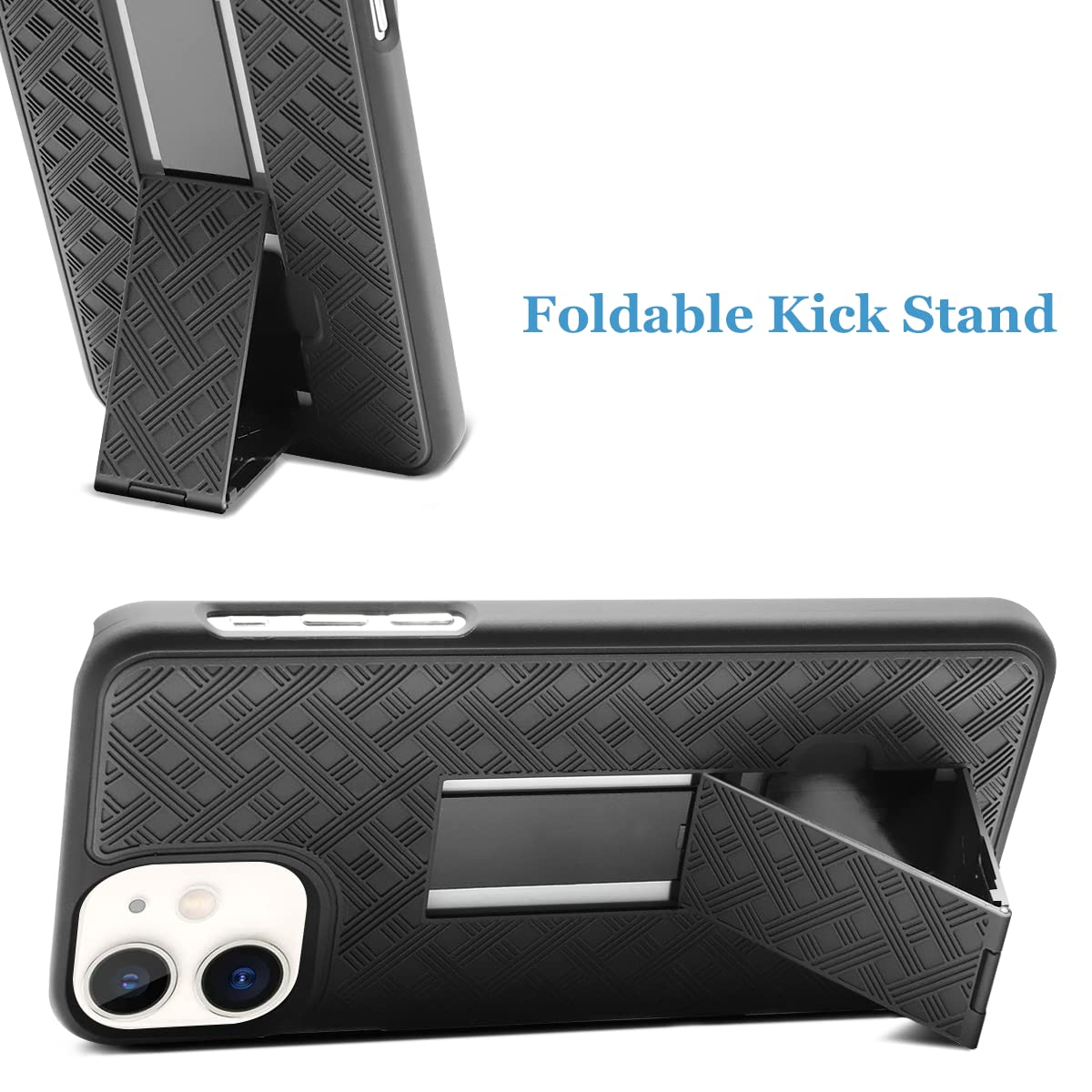Fingic iPhone 11 Case, iPhone XI Case, iPhone 11 Belt Clip Holster Case Slim Combo Shell with Kickstand Swivel Belt Clip Holster Rugged Protective Cover for Apple iPhone 11 6.1 inch 2019 - Black