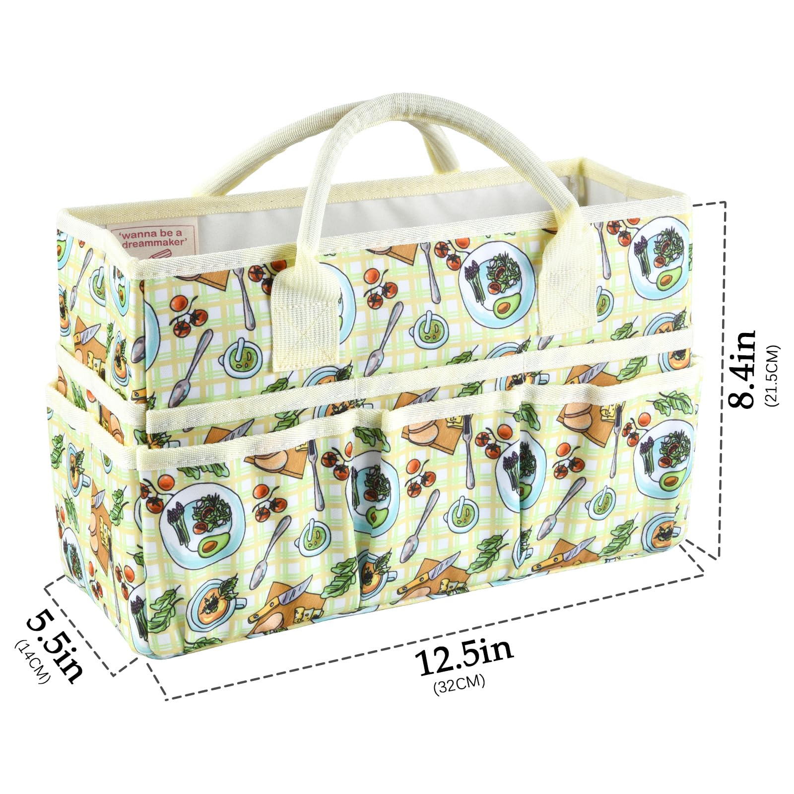 qianshan Craft Organizer Bag with Multiple Pockets, Large Art Storage Caddy with Handles for Art, Craft, Sewing, Make-up,Scrapbooking, Medical, and Office Supplies Storage.Yellow Lunch