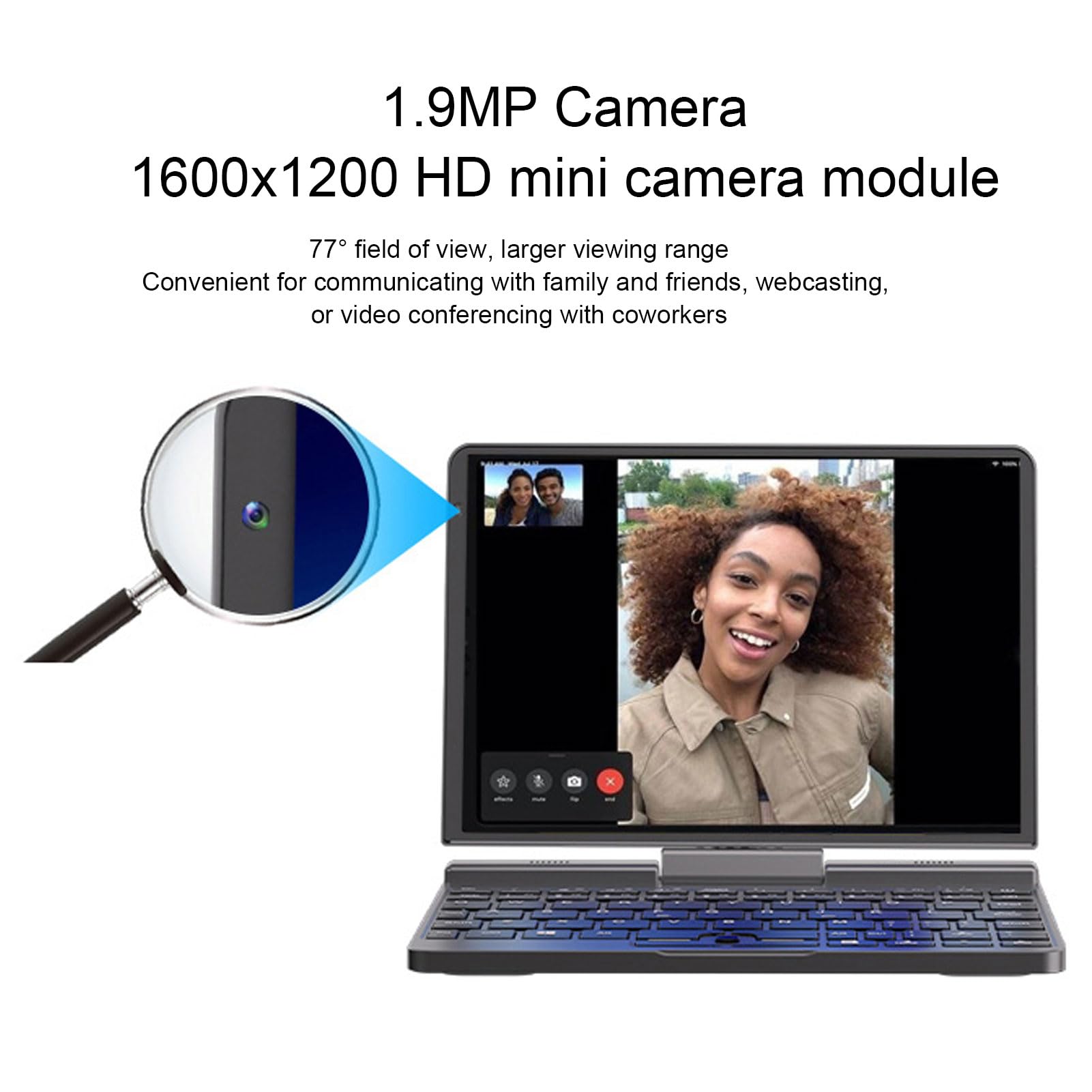 GOWENIC 8 Inch Touch Screen Mini Laptop, Tablet Computer for Win 11, 180° Flip Laptop with Stylus, Ergonomic Design, LPDDR5 12GB RAM, Alder Lake Processor (12GB+256GB US Plug)
