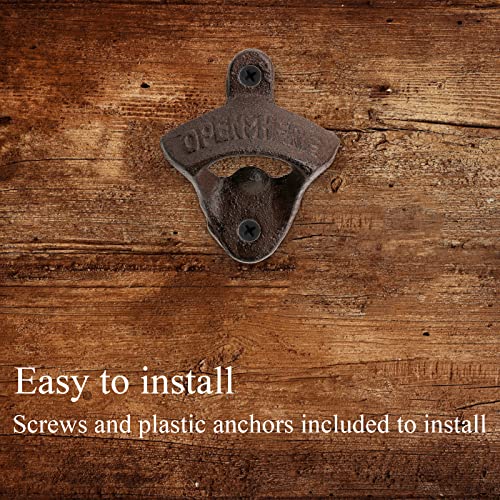 Tebery 12 Pack Cast Iron Wall Mounted Bottle Opener with Screws for Beer Cap Coke Bottle