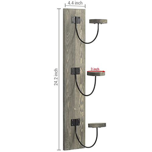 MyGift Wall Mounted Black Metal Wire Vertical Hat Display Rack with Vintage Gray Solid Wood Backing, Wall Baseball Cap Display, Entryway Hat and Coat Storage Hooks, Set of 2