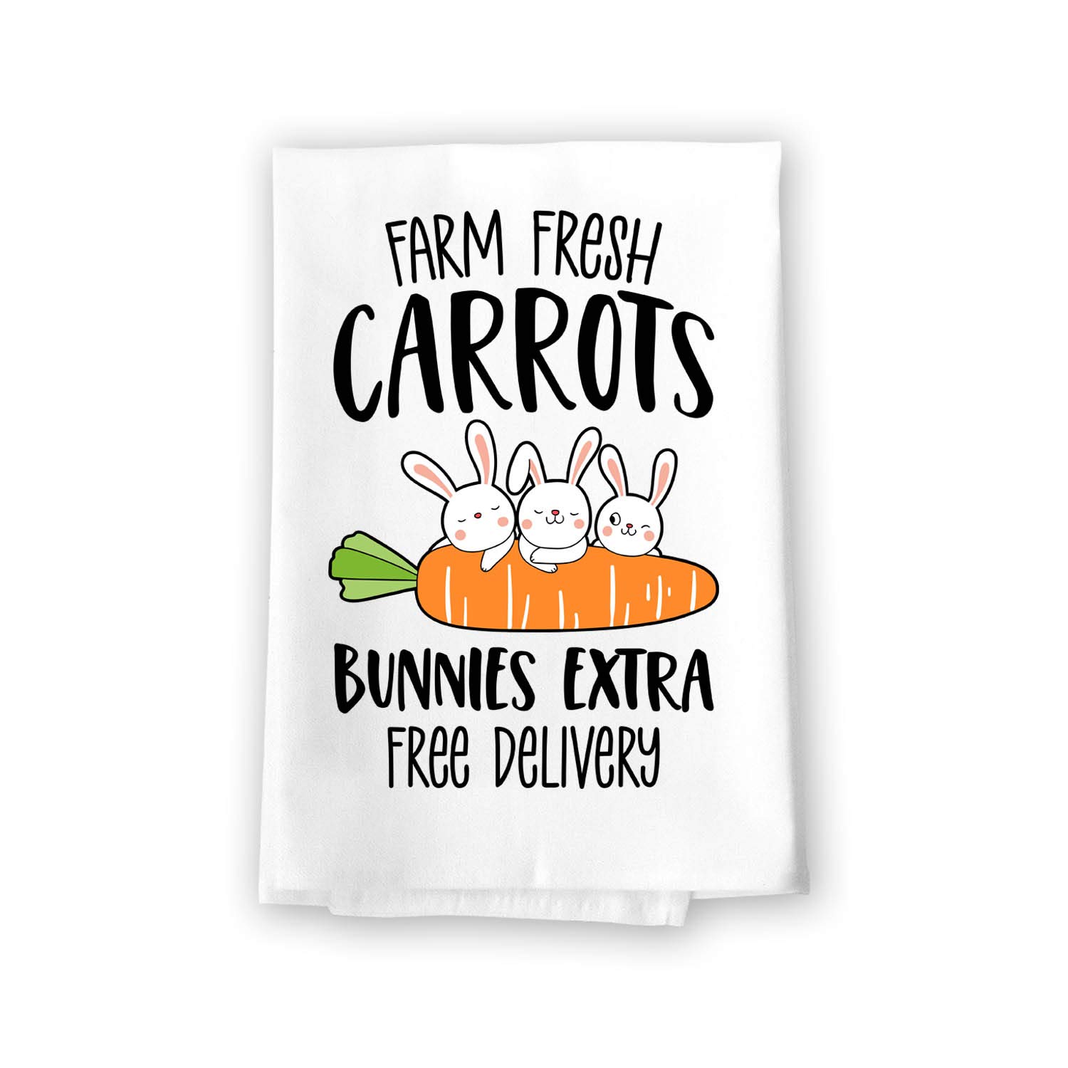 Honey Dew Gifts, Fresh Farm Carrots, Bunnies Extra, Bunny Kitchen Towels for Easter, Absorbent Flour Sack Dish and Hand Cotton Towel